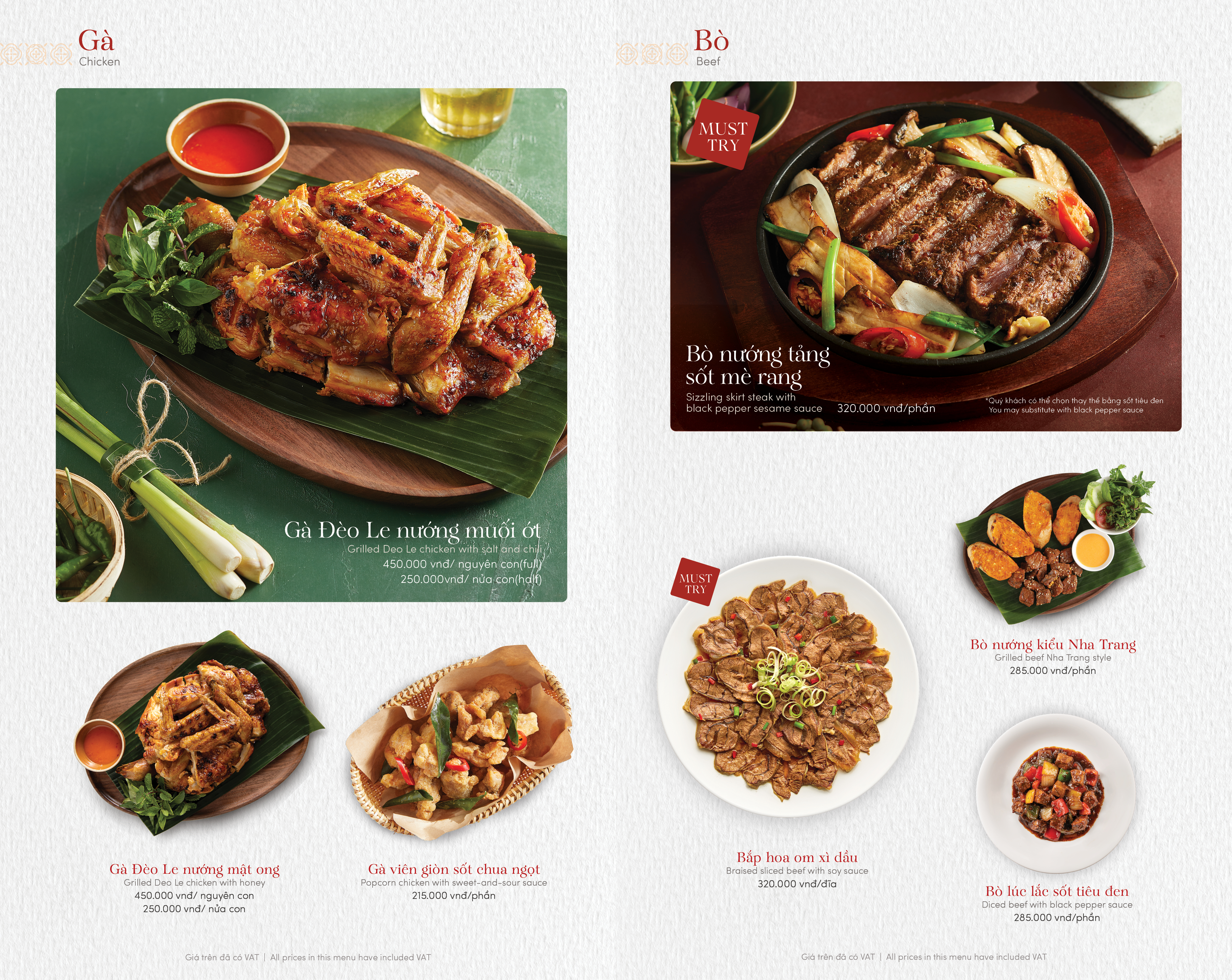 Thực đơn - Nhà hàng Madame Lân